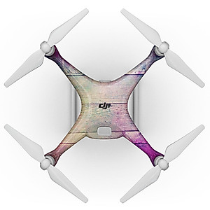 Design Skinz Design Skinz Pink & Blue Grunge Wood Planks Full-Body Wrap Decal Skin-Kit Compatible with The Drone DJI Phantom 2