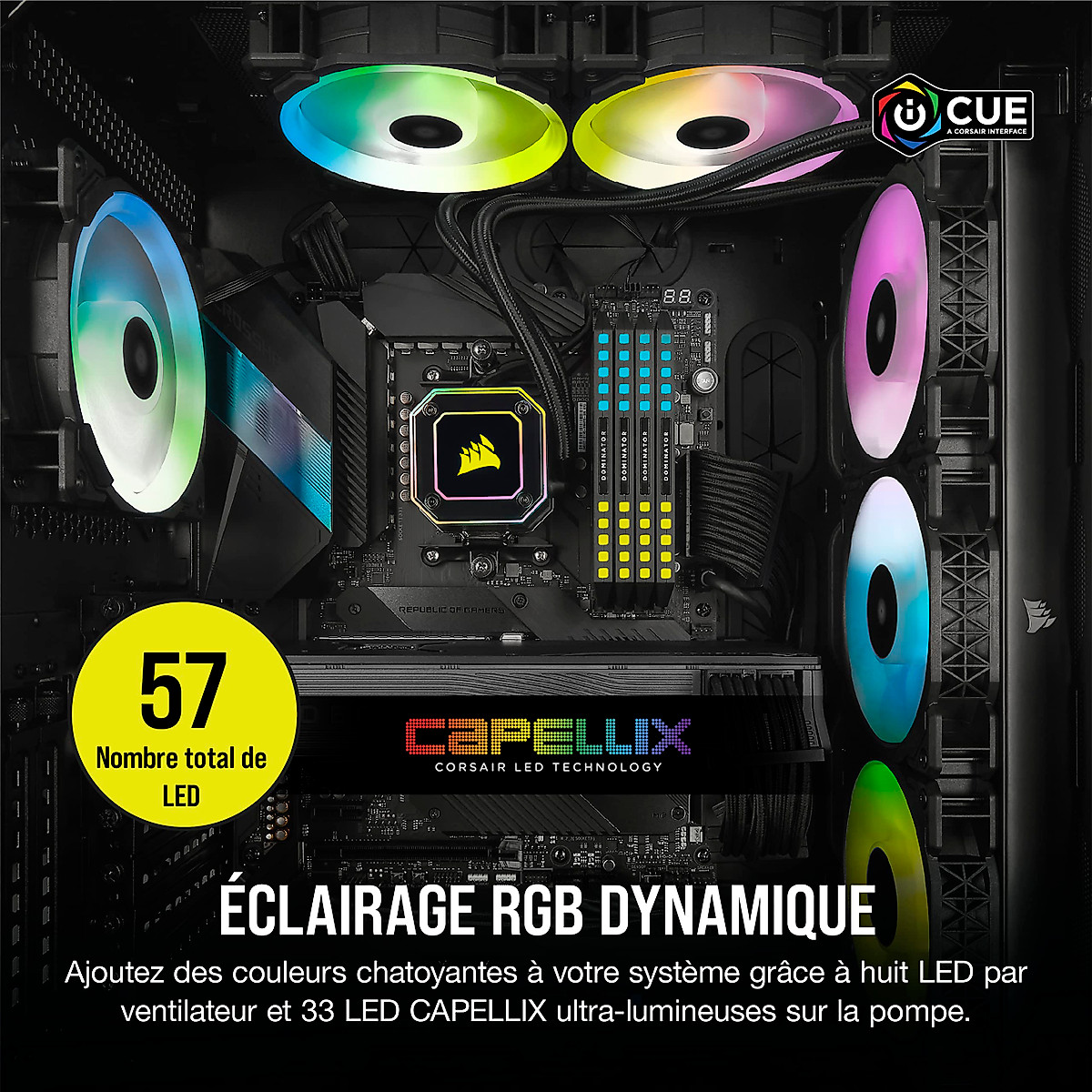 Corsair iCUE H150i Elite Capellix Liquid CPU Cooler, RGB Pump + Fans, 360mm for Radiator