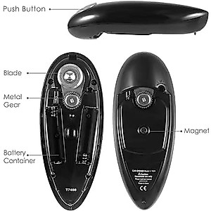 Electric Can Opener One-Touch Start Controlled Can Opener Smooth Edge,Electric Can Openers For Seniors, Arthritis, Electric Can Openers For Kitchen Food-Safe And Sturdy(Black)