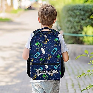 CUSPCOD Personalized Gamer Backpack for Boys, 16 Inch Gaming Backpacks for School, Cool, Adjustable Straps, Durable, Lightweight, Large Capacity Bookbag for Kids