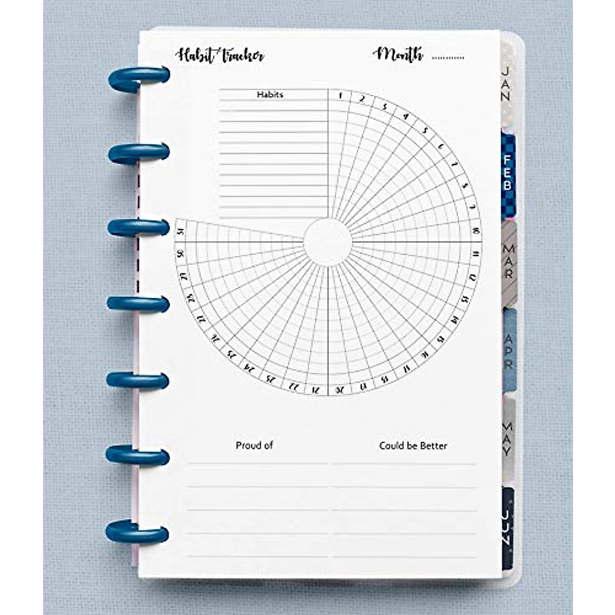 Habit Tracker Inserts for 9-Disc Planners (7 x 9.25 inches), Resolution Tracker, Habit Log, Monthly Habit Planner Refill, 12 Months Supply