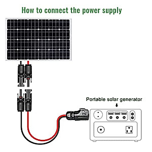 AYECEHI 10AWG 2 Pin Power Industrial Circular Connector to Solar Cable Adapter for Solar Panel Suitcase and More - 3.3ft/1m (10AWG)