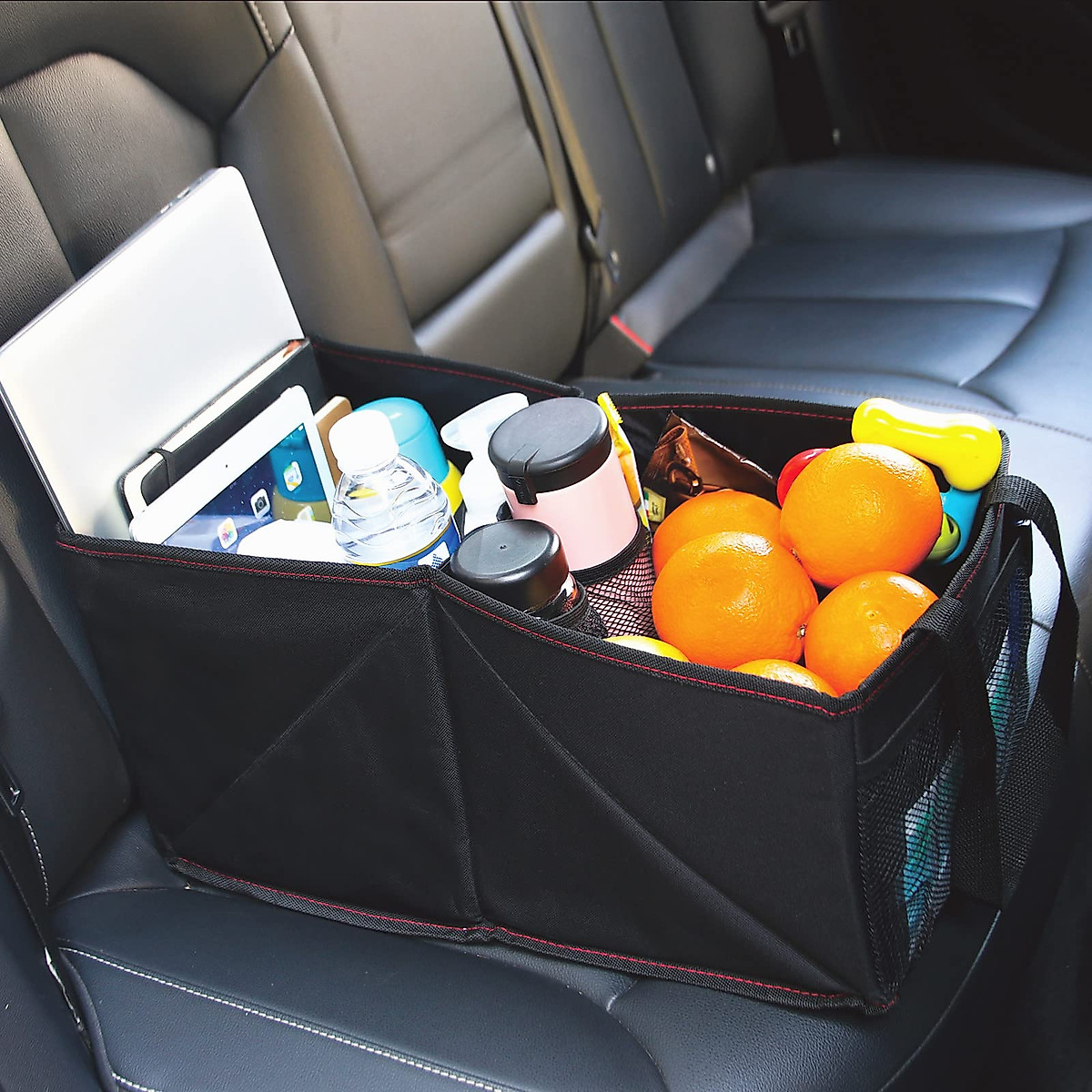 FORCTIBULL Car Seat Organizer with Cup Holders, Car Organizer for Front Seat Backseat, Car Storage Organizer for Adults and Kids, Collapsible