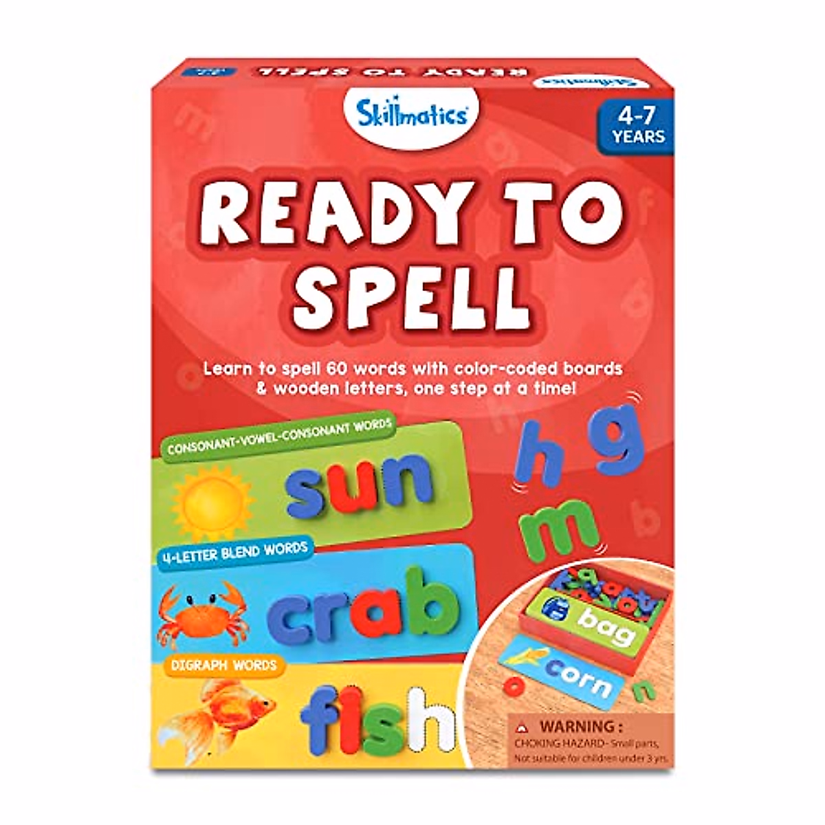 Skillmatics Ready to Spell - Educational Toy for Preschoolers, Stage-Based Learning to Improve Vocabulary & Spelling, Gifts for Ages 4 to 7