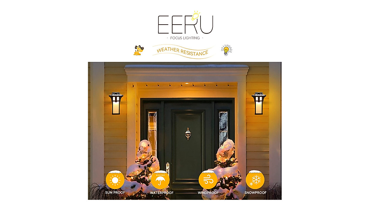 EERU Porch Lights Wall Mount Outdoor Wall Lantern Waterproof Aluminum ...