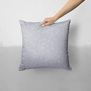 iiRov Silver Sparkly Glitter Ultra Metallic - Custom Decorative Home Decor Indoor or Outdoor Throw Pillow Cover Plus Cushion Set for Sofa, Bed or Couch (Pillow CASE Cover Plus Cushion)