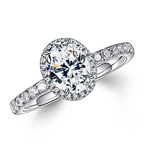 MOOSEA 1.5ct Moissanite Engagement Rings for Women, D Color VVS1 Clarity Lab Created Diamond Wedding Rings 14K White Gold Vermeil Moissanite Promise Rings for Her Anniversary Rings