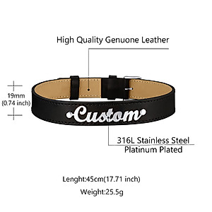 Custom4U Personalized Leather Choker Collar Necklace Name Engraved Choker Nameplate Charm Black Goth Choker Punk Jewelry for Women