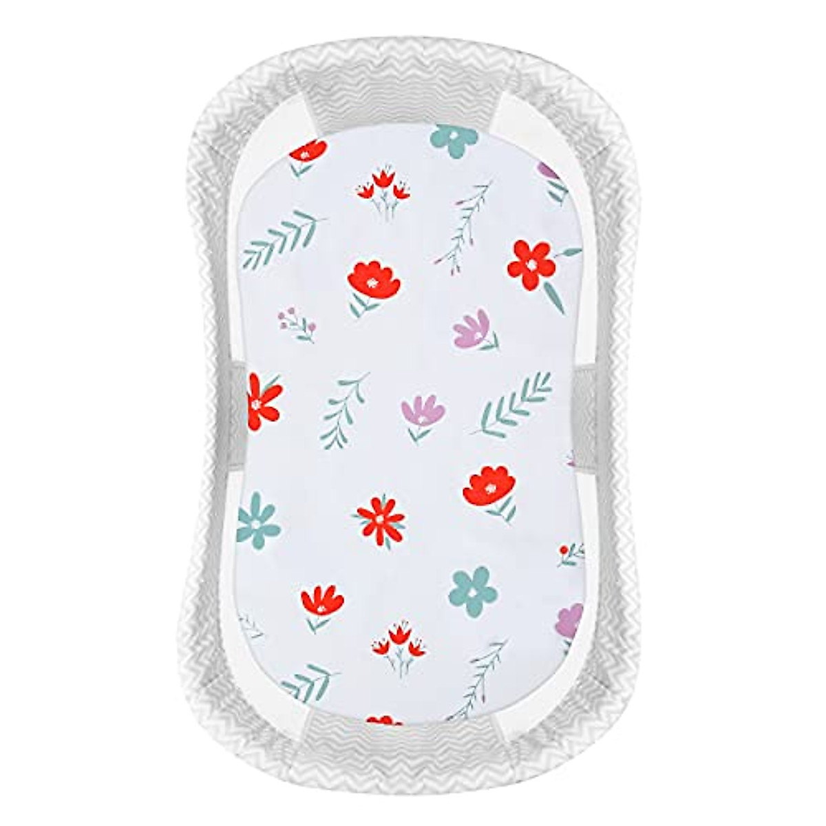 Bassinet Sheet Floral, 33" X 17" Flexible for Different Cradle and Bassinet Mattress, Soft Breathable Universal Sheet for Rectangle, Oval, Hourglass Bassinet Mattress