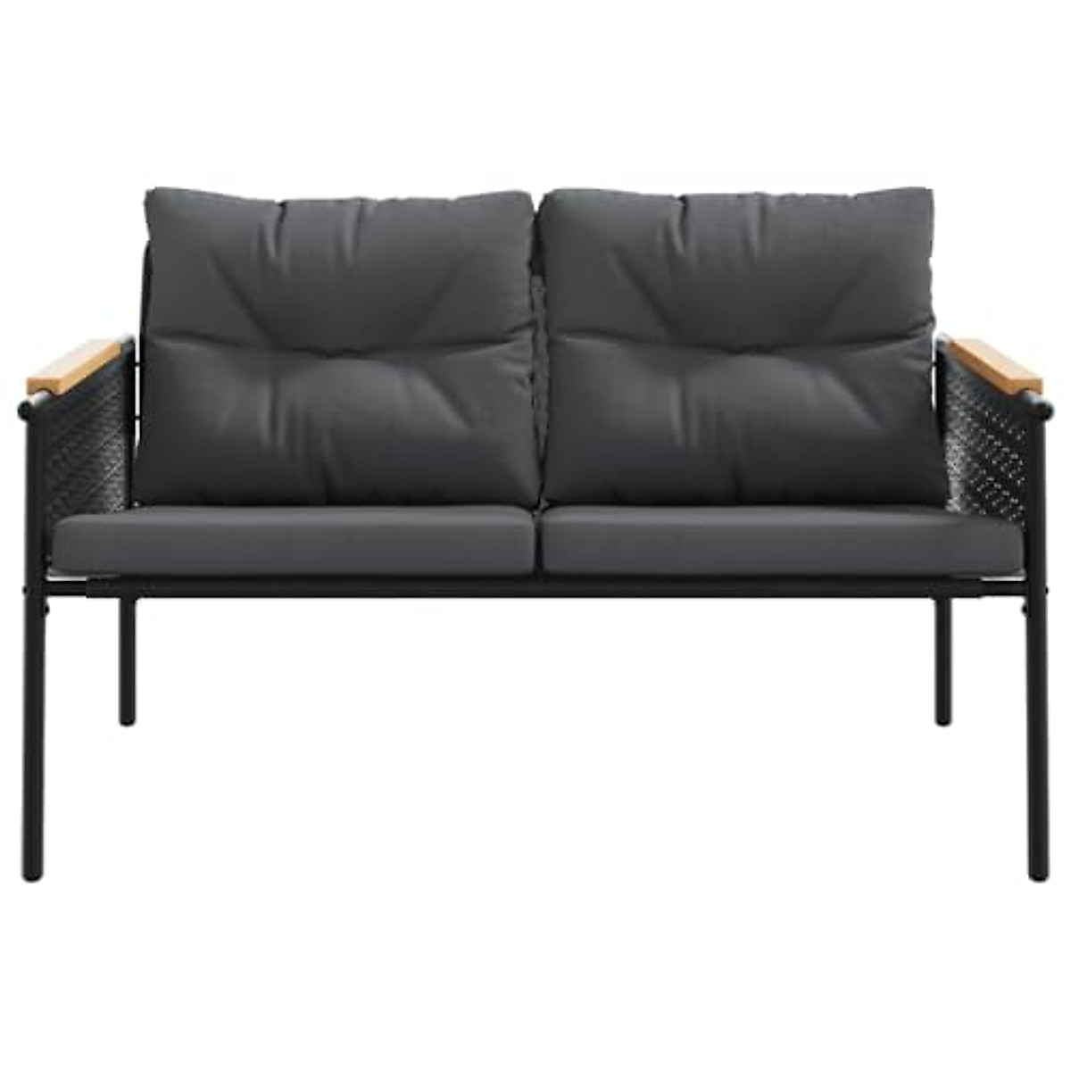 KCCLVER Patio Bench with Cushions 45.7" Black Steel,Outdoor Patio Bench with Cushions for Relaxation and Comfort in Outdoor Spaces Outdoor Furniture Sets