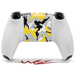 WraptorSkinz Skin Wrap compatible with Sony PS5 DualSense Controller Sexy Girl Silhouette Camo Yellow (CONTROLLER NOT INCLUDED)