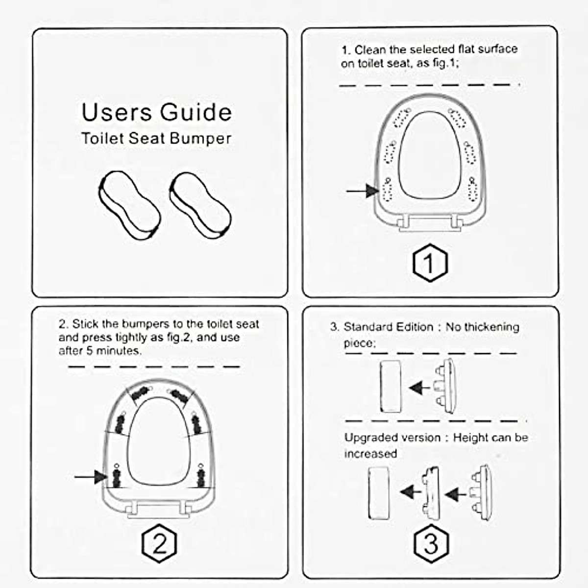 Bidet Toilet Seat Bumpers With Strong Buffer and Adhesive Function For Bidet Attachment (4 pieces)