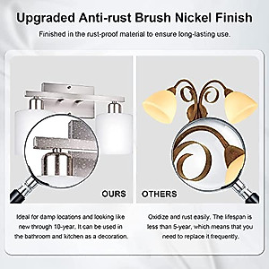 Bathroom Vanity Light Fixture Over Mirror with Brushed Nickel,Dekang Modern 2-Light Wall Sconces Lighting for Bedroom,Living Room,Hallway,Decor White Glass Shades,E26 Standard Base,Bulbs Not Included