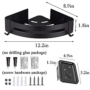 PALFIK Shower Caddy Corner Shower Shelf 3 Packs Black Shower Caddy Bathroom Hanging Shower Caddy Basket 4 Hooks Shower Organizer Storage Rustproof Shower Shampoo Holder