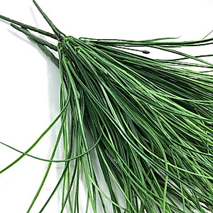 4pcs Artificial Fake Grass Plants Flowers Faux Plastic Wheat Grass Outdoor UV Resistant Greenery Shrubs Plant for Outdoor Planters Wedding Indoor Outside Hanging Home Garden Décor(4, Green)