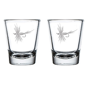 MIP Set of 2 Shot Glasses 1.75oz Shot Glass Fish Fishing Lure