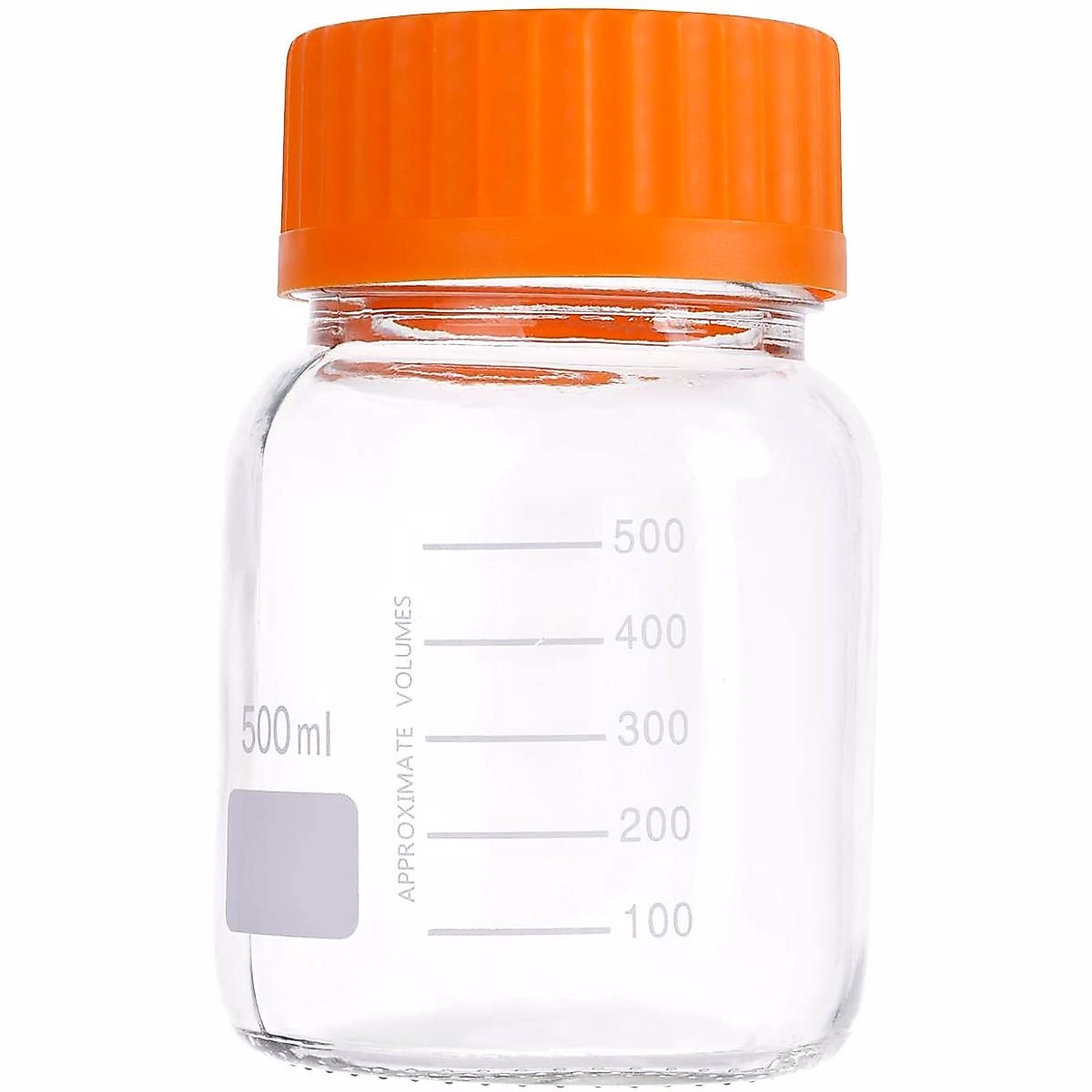 Basstein Lab Media Storage Reagent Wide Mouth Bottles Graduated GL80 Screw Cap Leakproof Multi-Purpose for Scientific | pack of 6 (Orange,500ml)