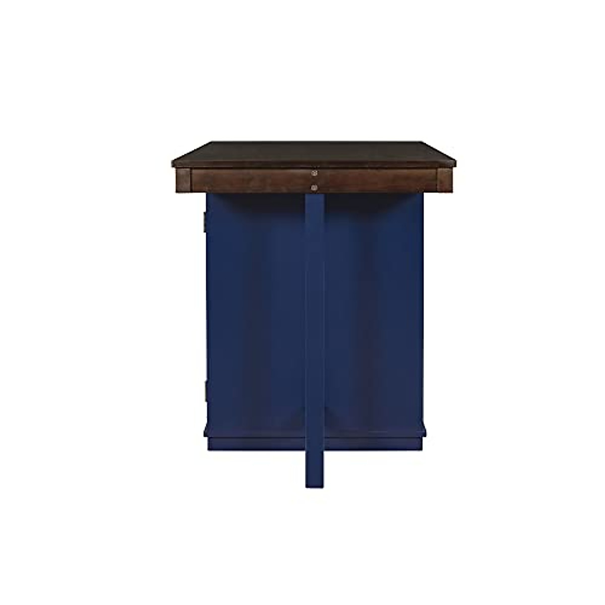 Knocbel Farmhouse 4-Person Counter Height Rectangular Dining Table with Adjustable Shelves and Wine Rack, Wooden Kitchen Dining Room Small Space Furniture (Brown and Blue)