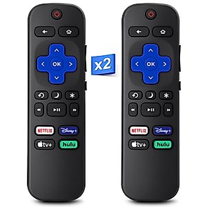 【Pack of 2】 Replacement for Roku-TV-Remote, Compatible for TCL Roku/Hisense Roku/Onn Roku/Sharp Roku Series Smart TVs (Not for Roku Stick and Box)