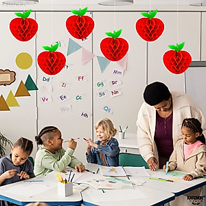 KatchOn, Red Apples Honeycomb Centerpiece Decorations - Large, Pack of 6 | Back to School Decorations for Classroom | Apples Hanging Decoration | Apples Honeycomb Garland, Apples Decorations for Party