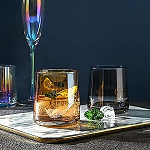 ALENXYA 4-piece Whiskey Glass, Nordic Crystal Glass,Cocktail Glass,Vintage Scotch Glass,Juice Glass Coffee Cup,Tea cup,8.11Oz