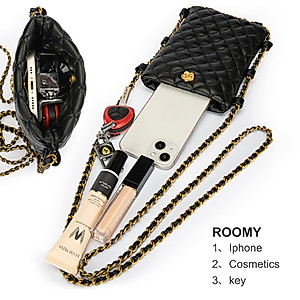 Montana West Small Crossbody Bags for Women Trendy Quilted Cell Phone Purse Chain Wallet Bag MWC-141BK