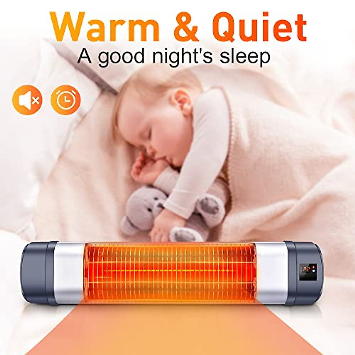 Wall Mounted Electric Heater, 1500W Hanging Space Heater w/Remote, Timer&1s Fast Heat, Overheat Protection, Super Quiet Waterproof Outdoor Patio Heater, Garage Heaters for Indoor Use