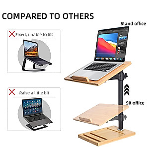 wishacc Laptop Stand Wood Adjustable Height with Phone Slot Holder, Laptop Raised Stand for Desk, Laptop Riser Stand of Elevated Stand, Tall, Strong and Airflow Even for 17 inch (13.2 x 9.2 inches)