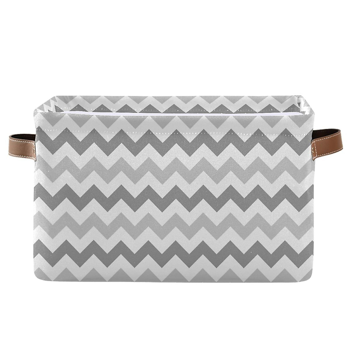 YETTASBIN Chevron Geometric Storage Basket 2pc, Large Collapsible Toys Clothes Organizer, Long-Lasting Canvas Storage Bin with Handle for Shelves Closet Laundry Home Office Decor