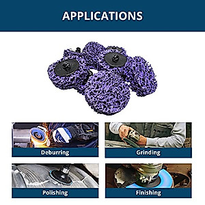 Benchmark Abrasives 2" Quick Change Non Woven Nylon Extra Coarse Strip Discs for Sanding Polishing Paint Removal with Male R-Type Backing Use with Die Grinder - (10 Pack)