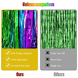 CANREVEL 2 Pack 3.3x8.2 Feet Rainbow Foil Fringe Backdrop Curtains, Tinsel Streamers Birthday Party Decorations, Photo Booth Props Backdrop for Wedding Engagement Bridal Shower Unicorn