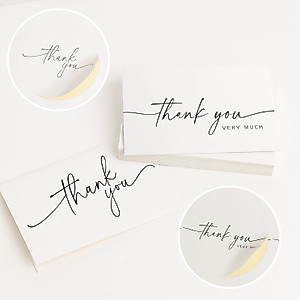 24 Pack Thank You Cards Bulk with Kraft Envelopes and Matching Stickers, 4x6 Inch Minimalist Design | Suitable for Business, Baby Shower, Wedding, Small Business, Graduation, Bridal Shower, Funeral