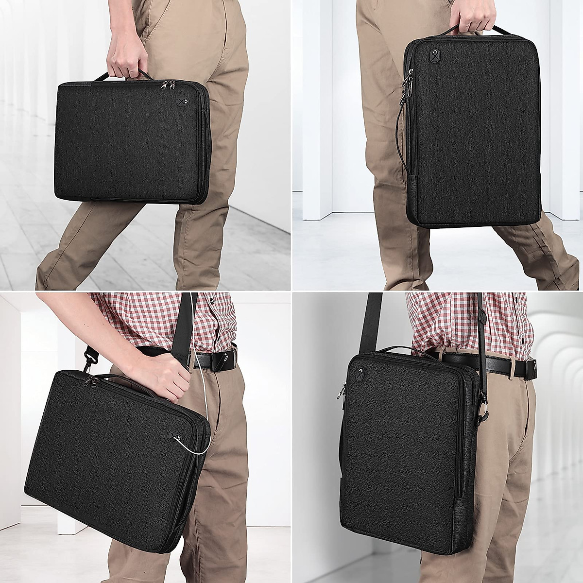 FINPAC Laptop Shoulder Bag for 14-inch MacBook Pro M4/M3/M2/M1 Pro/Max A2779 A2442 2024-2021, 13’’ MacBook Air/Pro, Carrying Case for MacBook Air 15, Surface Laptop, HP, Dell, Acer Chromebook, Black