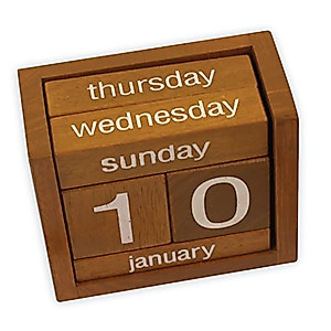 BSIRI Wooden Desk Calendar - Mini Decor Perpetual Calendar Gifts Dad Gifts Mom Office Block Kitchen Home Gifts Monthly Small Planner Family Birthday Calendar Tags Perpetual for New Year