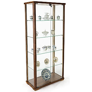 Displays2go Wood and Glass Curio Cabinet with Locking Doors – Walnut (DCKDWDWN30)