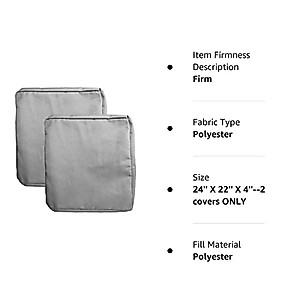 FLYMEI Patio Cushion Covers, Outdoor Cushion Covers Replacement 24 X 22 X 4 inch, Water Resistant Patio Bench Covers Only