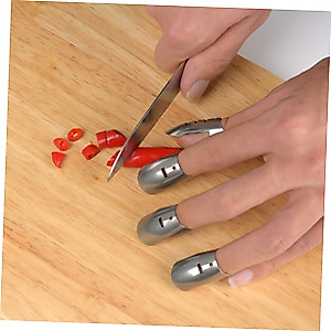 OKUMEYR 4pcs Thumb Protector Peeling Finger Guard Finger Guard Slicing Chef Finger Protector Finger Cutting Guard Finger Cutting Protector Finger Protectors Stainless Knife Guard Anti-cut