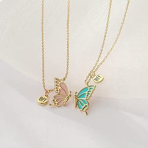 Blingsoul Butterfly Necklaces for Women - BFF Necklace for 2 Matching Butterfly Necklace Women Couples Best Friend Jewelry Gift | Gold Butterfly