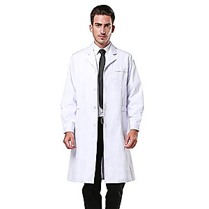 Nachvorn Professional White Long Sleeve Lab Coat Workwear Uniform for Women and Men M