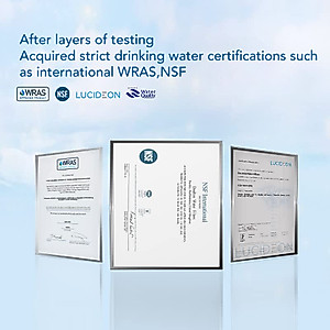 FACHIOO Countertop Water Filter, NSF/ANSI 42&53 Certified,4-Stage Stainless Steel Faucet Water Filter for 8000 Gallons, Reduces Heavy Metals, Bad Odor and 99% Chlorine(1 Ceramic Filter Included)
