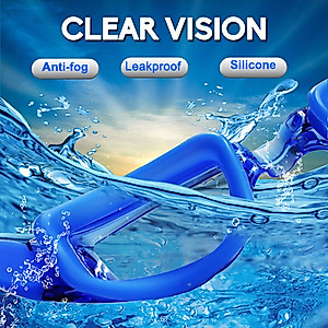 EverSport Swim Goggles, Swimming Glasses for Adult Men Women Youth Kids Child, Anti-Fog, UV Protection, Blue&Black