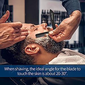 Professional Straight Edge Razor with 20 double-edged Straight Razor Blades,Barber Straight Razor ,Close Shaving Men's Manual Shaver, stainless steel Straight Razor Blades-Straight Razor Kit-Black/Gold (BB)