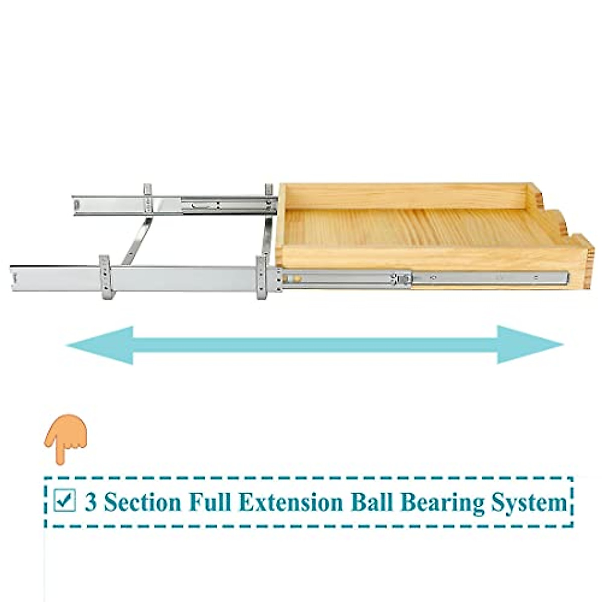 OCG 1 Tier Pull Out Cabinet Organizer (17" W x 21" D), Heavy-Duty Slide out Wood Drawer Shelf, Pull Out Drawer for Cabinets, Base Cabinet Organization for Kitchen, Pantry, Bathroom