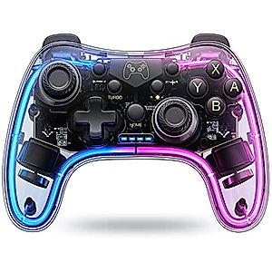 Switch Controller Compatible with Switch/Lite/OLED Controller, Switch Pro Controller With RGB Breathing LED, Switch Controllers Remote Supports Multi-Platform&App with Turbo, Wake-up Function