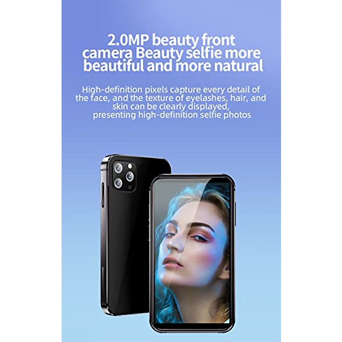 i14 Mini Smartphone 3.0 Inches Display Screen Android 8.1 Quad Core Dual SIM 2GB RAM 32GB ROM 1100mAh 5.0MP with Google Play Store Whatsapp Backup Cellphone (White)