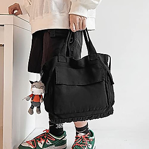 JQWSVE Canvas Tote Bag for Women Men Crossbody Bag Large Hobo Messenger Bag Canvas Shoulder Tote Bag for Office Travel School