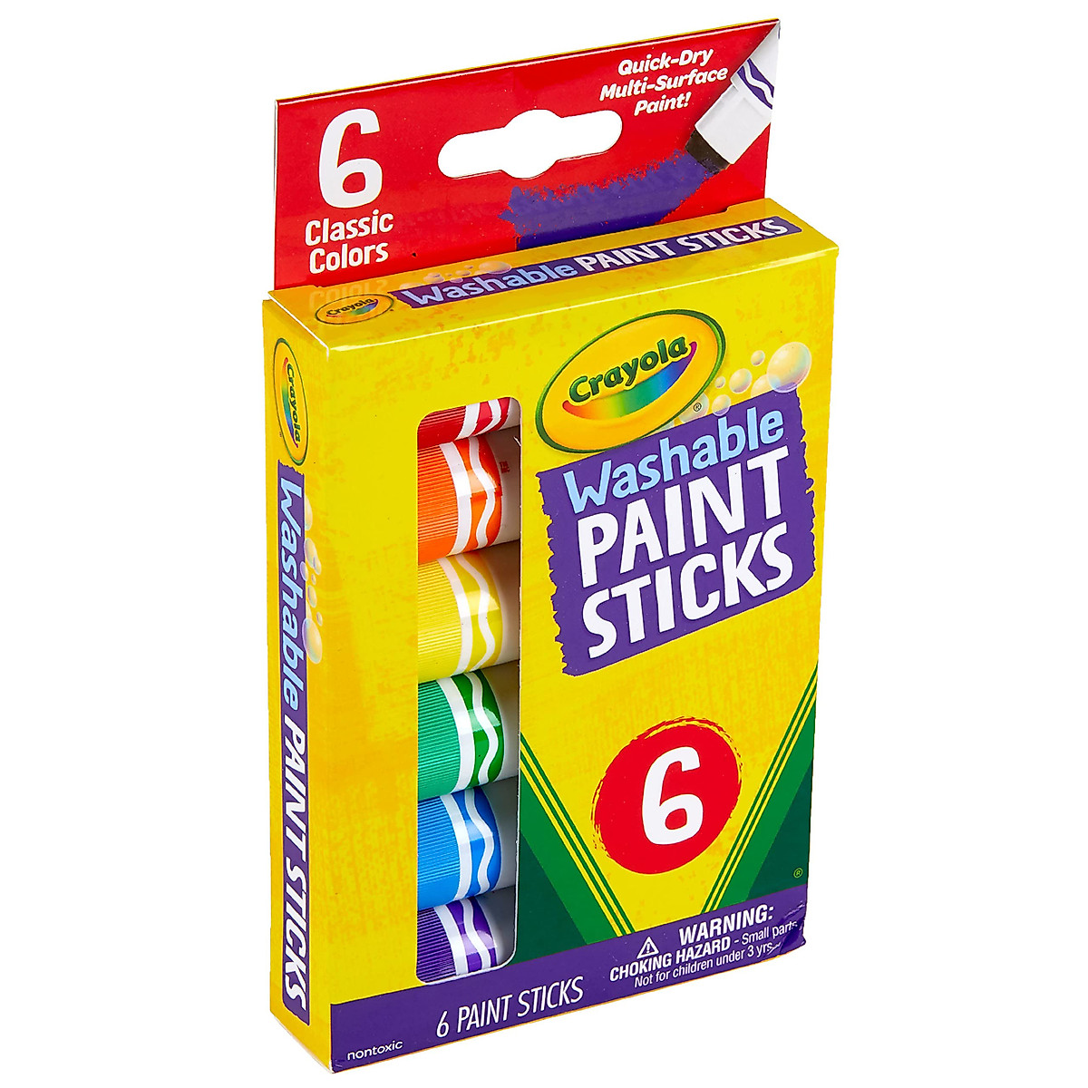 Washable Paint Sticks, No Water Required, Paint Set for Kids, Art Supplies, 6 Count