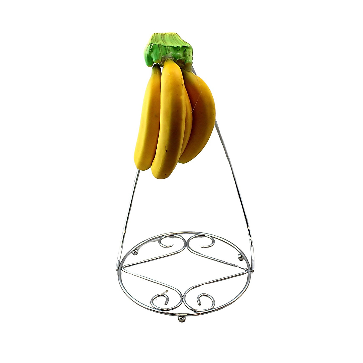 Dependable Industries Metal15.25" Tall Kitchen Banana Tree Holder Rack Ripen Fruit Evenly Prevents Bruising & Spoiling Chrome Silver Finish