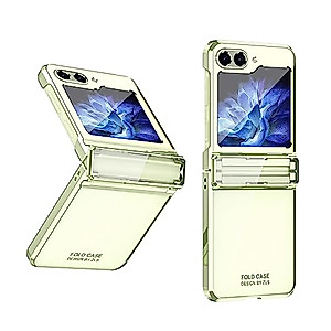 YJZSKRXFAK Case for Samsung Galaxy Z Flip5 5G 2023, Ultra Thin Plating Plastic Smooth Crystal Cover with Hinge Protection Shookproof Case for Z Flip 5 5G 2023-Mint Green