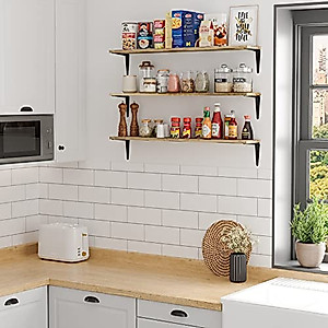 Wallniture Arras 36" Floating Shelves for Wall Storage, Bookshelf Living Room Decor, Bedroom & Kitchen Organization, Office Decor, Wall Shelf Set of 3